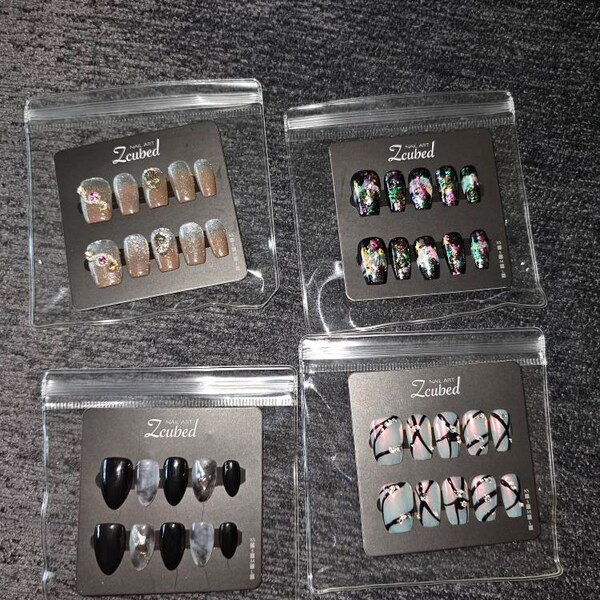 20-27mm Luxurious 3D Sculpted Flower Gem Presson Nail100%handmade ...