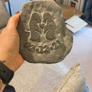 Baby Footprints in a Little Pebble Hand Carved and | Etsy