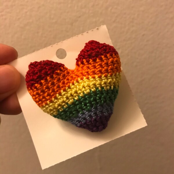 Crochet Rainbow Heart Pin: Pride Love Accessory - Etsy