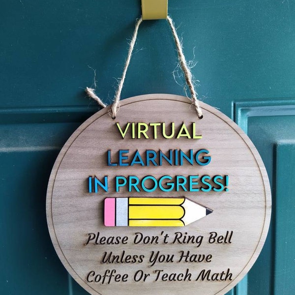 Virtual Learning in Progress Door Sign Homeschool Decor Door Sign Door ...