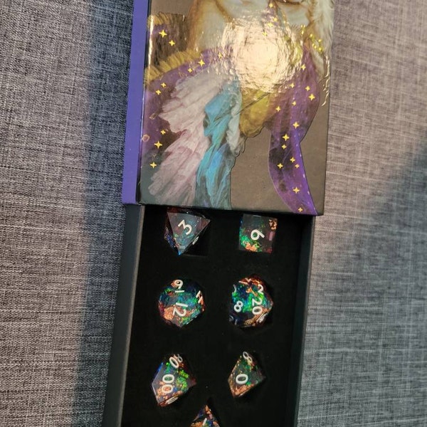 Wanderluster - Holographic Handmade Resin Sharp Edge Dice Set for Dnd ...