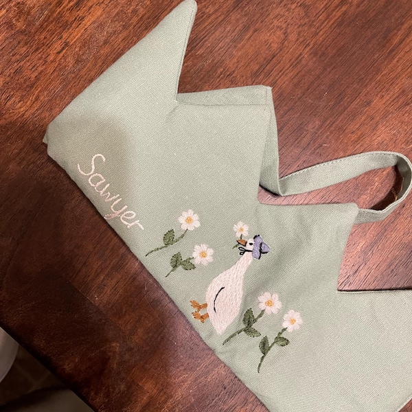 Mother Goose Birthday Party Crown, Personalized Hand Embroidered Linen ...