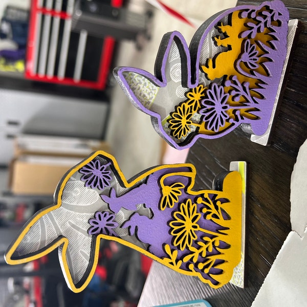 1/8 Layered Bunnies SVG | Standing Bunny SVG File | Glowforge Easter ...