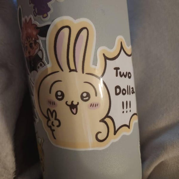 Chiikawa Usagi Sticker: "two Dolla!" Waterproof Vinyl Die-cut - Etsy