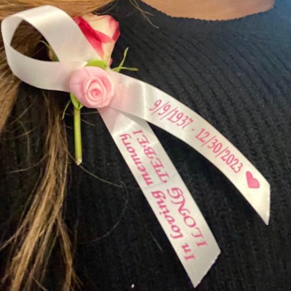 Personalized Memorial Ribbons With Pins for Funeral or Celebration of ...