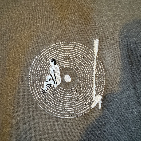 Original Vinyl Record Embroidery Applique - DIGITAL Machine Embroidery ...