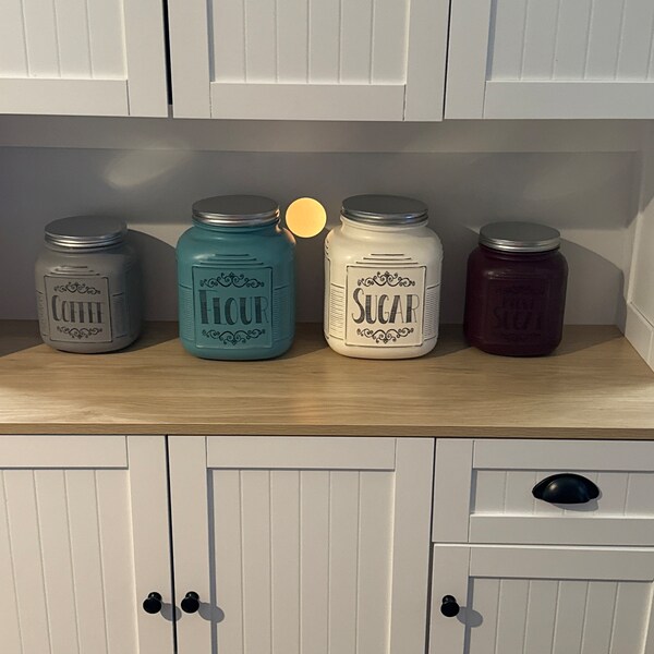 Kitchen Canister Set, Sugar Jar, Flour Jar, Coffee Jar, Rustic Kitchen ...