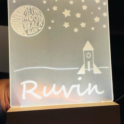 Acrylic Engraved LED Lamp With Solid Wooden Base. Christmas - Etsy