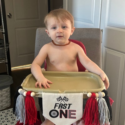 Fast One 1st Birthday Tassel Banner, Race Car Highchair Decoration ...