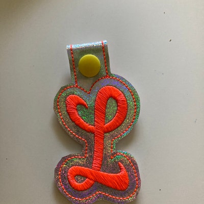 Key Fob Snap Tab Monogram Alphabet Initial Script Letters From A up to ...