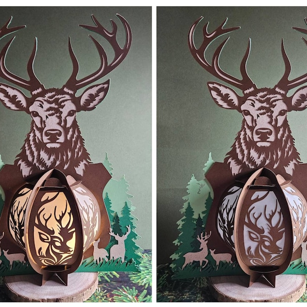 Bundle Animal Silhouette Light Box Svg, Deer Shadow Box, Lantern Paper ...