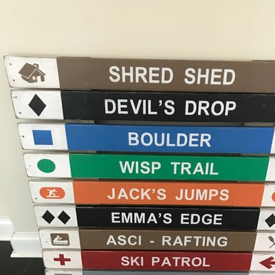 Custom Ski Signs, 8 and 9 Slat Wood Ski Trail Signs. Design Your Own ...