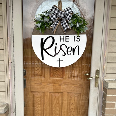 Easter Front Door Decor Jesus Sign He is Risen He is Risen Cross Easter ...