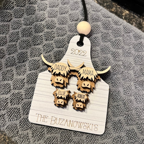 Highland Cow Family Ornament , Christmas Highland Cow Ornament - Etsy