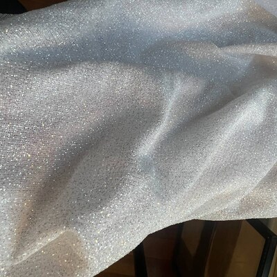 NEW Platinum on Ivory Mesh Stretch Glitter magic, Sparkle Mesh With ...