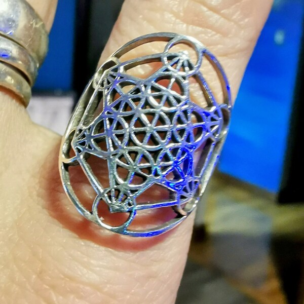 Metatron Cube Ring STERLING SILVER 925 Sacred Geometry Archangel ...