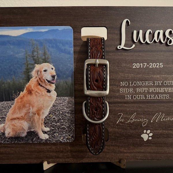 Custom Pet Collar Memorial Plaque, Personalized Dog Cat Memorial Sign ...