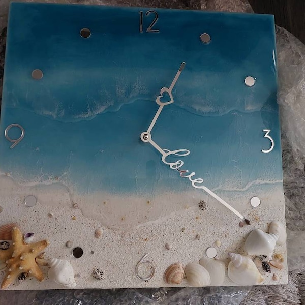 Pink Resin Ocean Clock, Beach Clocks for Wall Unique, Beachy Wall Art ...