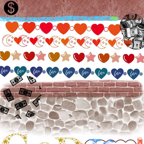 Vintage Torn Paper Digital Stickers Set - Sticky Notes, Washi Tapes ...