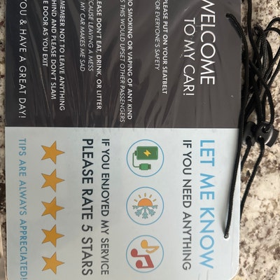 New Uber Lyft Rideshare Ratings Heardrest Laminated Sign black Boost ...