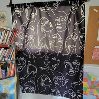 Portrait Design Drape, Abstract Art Face Window Curtains, Artistic ...