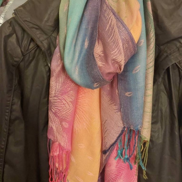 Unusual Scarf With Elephants. Front and Back in Different Colors. This ...