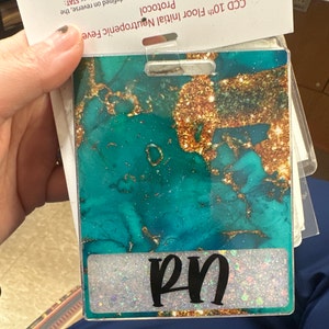 Floral Badge Buddy Cute Glitter ID Badge Job Title/name - Etsy