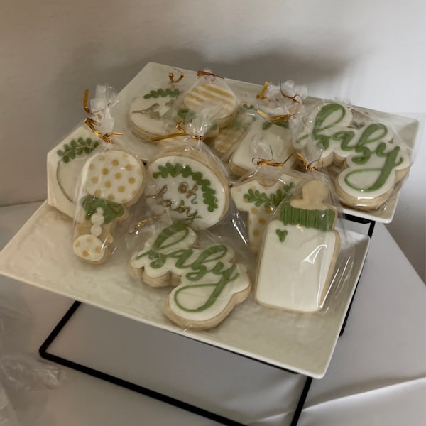 Greenery Baby Shower Cookies - One Dozen - Etsy