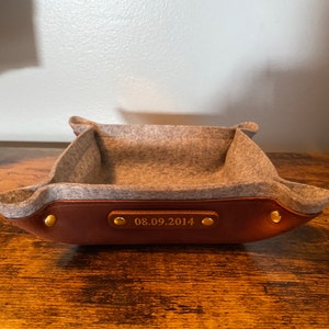 7th Year Wedding Anniversary Wool Copper Gift, Personalized Leather ...