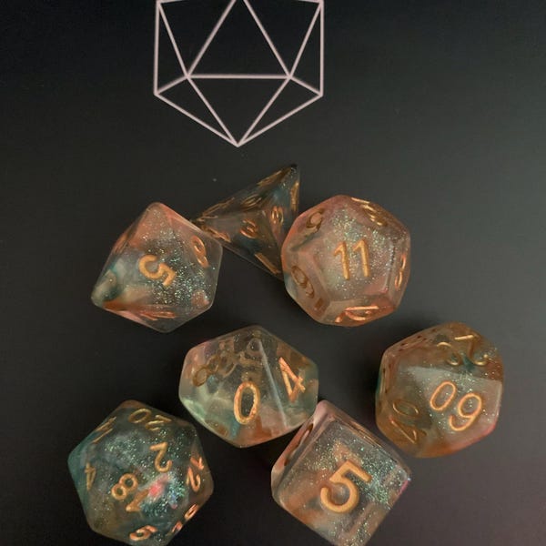 Ice Knife Dragon Dice Set Dnd Polyhedral Sharp Edge Resin Dragon Dice ...