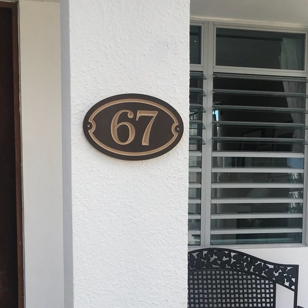 15"x9" Oval House Number, Engraved Plaque (numbers Only), Housewarming ...