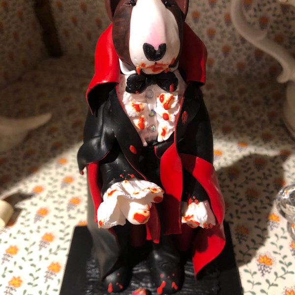Bull Terrier Dog Dracula Figurine Halloween Ornament - Etsy