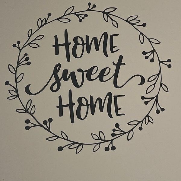 Home Sweet Home Decal | Farmhouse Decor | Laurel Wall Vinyl Sticker - Etsy