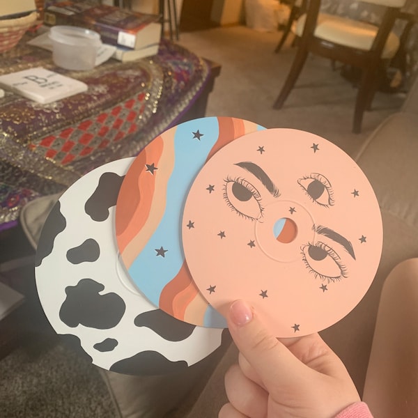 4 Pack Painted Cds for Room Decor | Handpainted | Boho Aesthetic Designs - Etsy