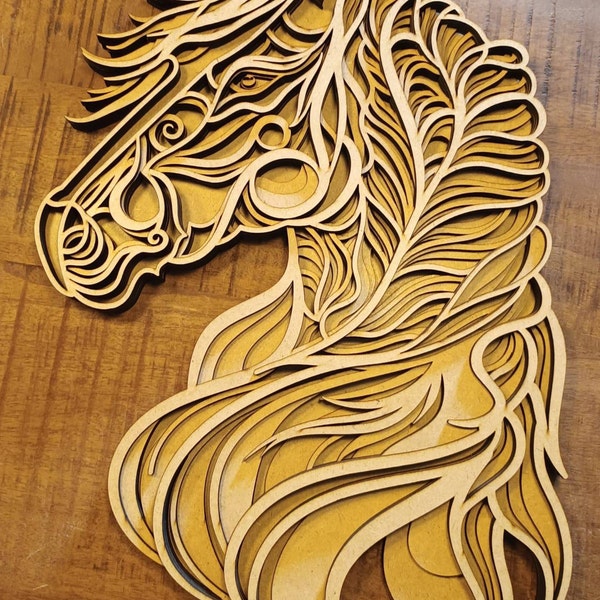 Multilayer Horse Laser Cut File 3D Horse Mandala Layered Dxf Dwg ...