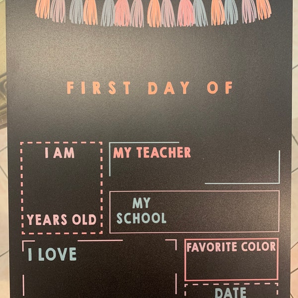 First Day or School Chalkboard Sign, Back to School Sign, Reusable ...