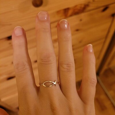 Minimalist Ichthys Fish Ring Christian Ring Jesus Ring 925 Sterling Silver, Christian Symbol ...