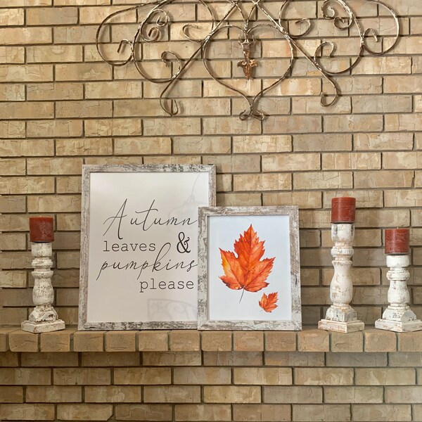 Autumn Leaves Printable Fall Wall Art Autumn Sign Red Orange Maple ...