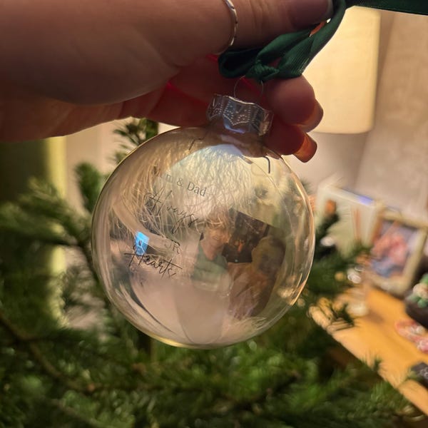 Floating Photo Memorial Memory Bauble, Special Bauble, Personalised ...
