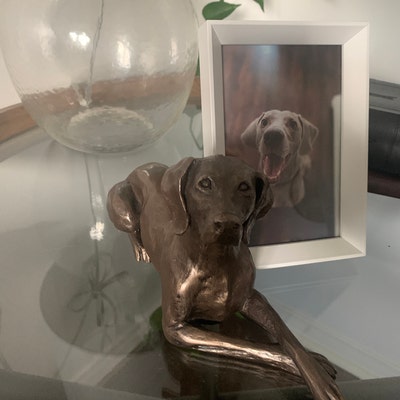 Bronze Laying Weimaraner Figurine by Harriet Glen, Heavy Weight, 23cm ...