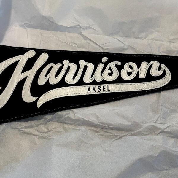 Two Line Large Custom Suede and Leather Pennant Flag Banner ...