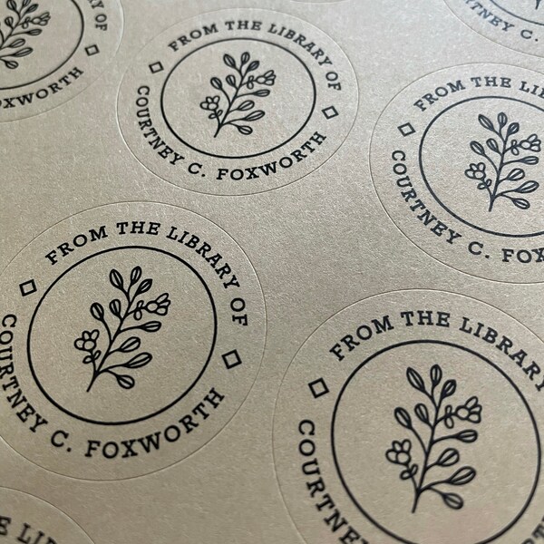 From the Library of Stickers, Floral Bookplate, Custom Library Stickers ...
