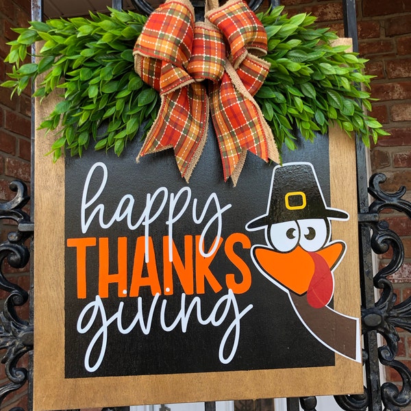 Thanksgiving Front Door Decor | Gobble | Turkey Front Door Wreath ...