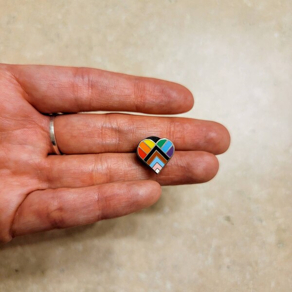 Progress Pride Rainbow Heart Pin — Inclusive Flag Gay Badge Queer Safe ...