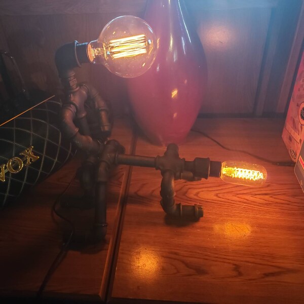 Pipeman Desk Lamp, Robot Lamp, Home Decor, Gift for Him, Edison ...