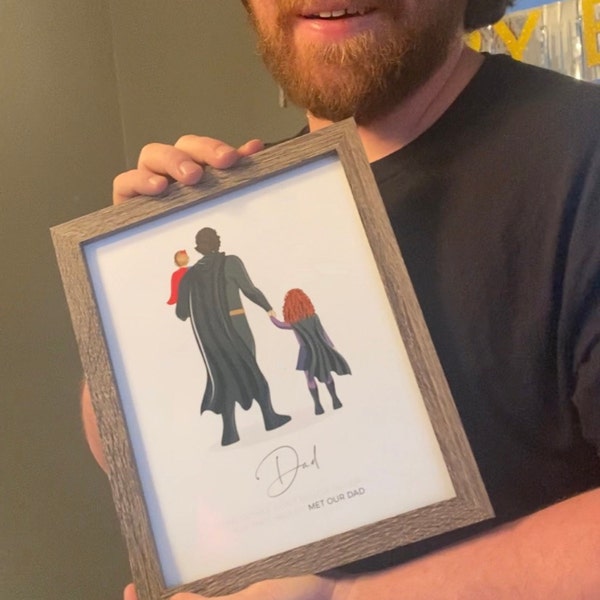 Superdad Drawing | Family Illustration | Fathers Day Unique Gift ...