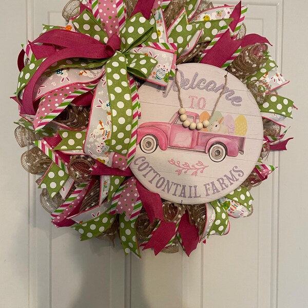 Pink Rustic Wreath Bow - Easter Wreath Bow, Spring Rustic Bow ...