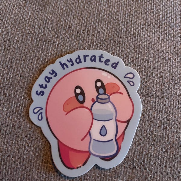 Kirbo Stay Hydrated Sticker | Anime | Decal | Vinyl | Matte | Kawaii ...