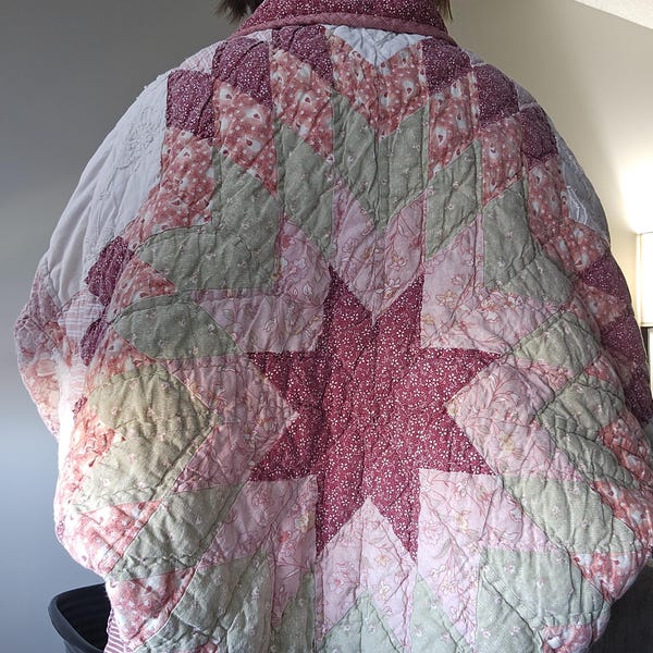 Reversible Quilted Jacket Made From an Antique, Hand Stitched Patchwork ...