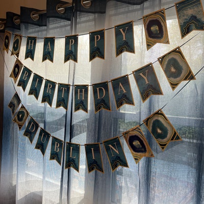 Custom Geode Crystal Printable Banner / Printable Decorations / Happy ...